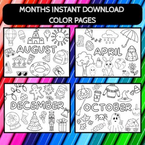 Months of the Year Coloring Pages for Kids Instant Download - Etsy