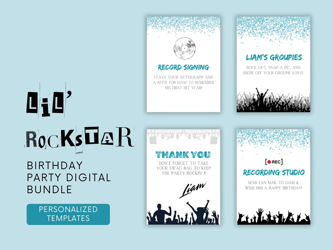 Set of 4-custom First Tour Birthday Sign Bundle, 1st Birthday Printable ...