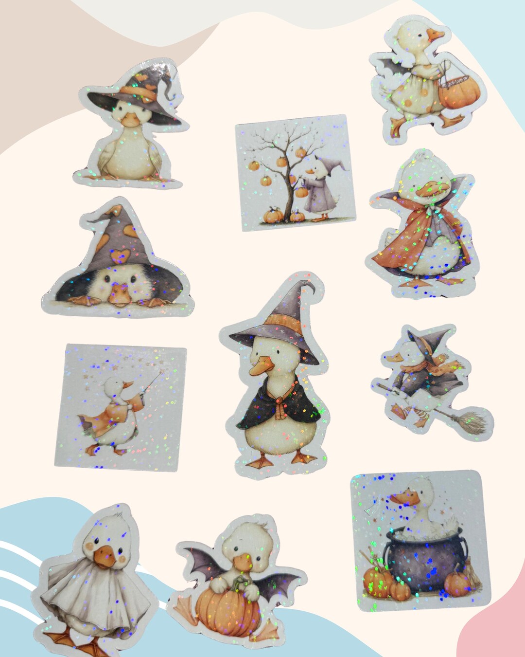 LEAVING SOON Holographic Die Cut Goose Stickers, Halloween Themed Duck ...