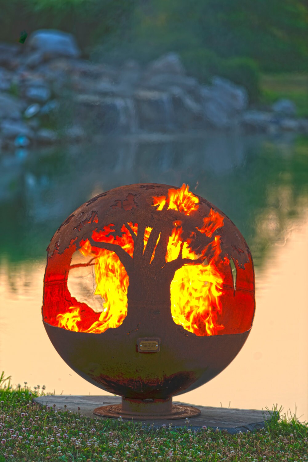Tree of Life Fire Pit Sphere - Hand Cut Steel Sculptural Firepit ...
