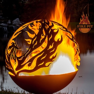 Phoenix Rising Fire Pit Sphere: Custom Steel, Wood Burning - Etsy