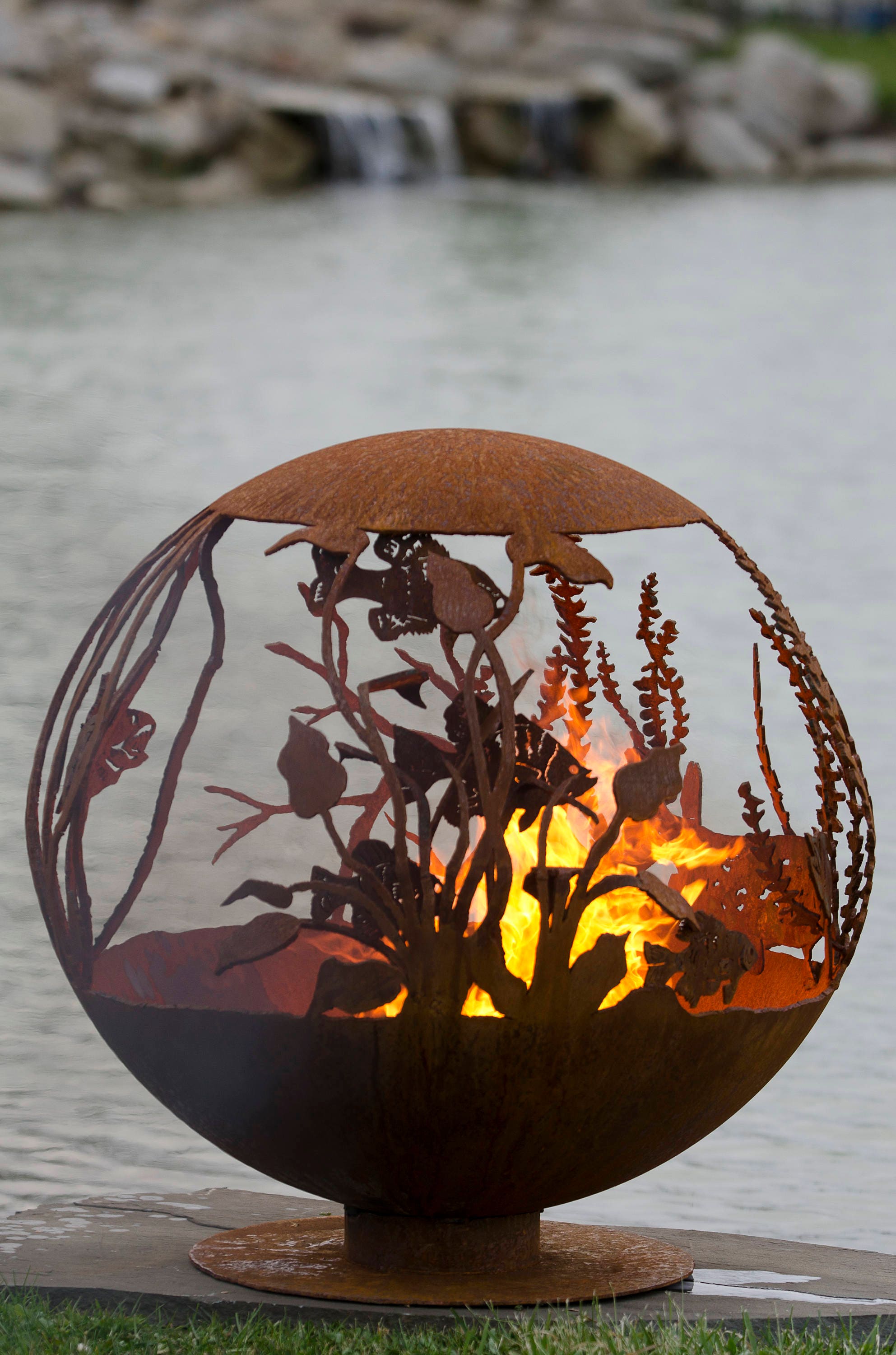 Red Lake Fire Pit Sphere - Custom Made - Etsy