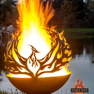 Phoenix Rising Fire Pit Sphere: Custom Steel, Wood Burning - Etsy