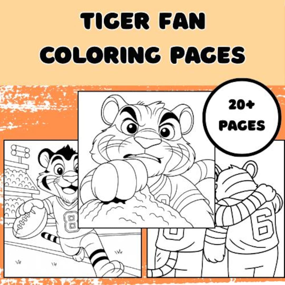 Clemson Tiger Football Coloring Book: Kids Activity Pages (digital ...