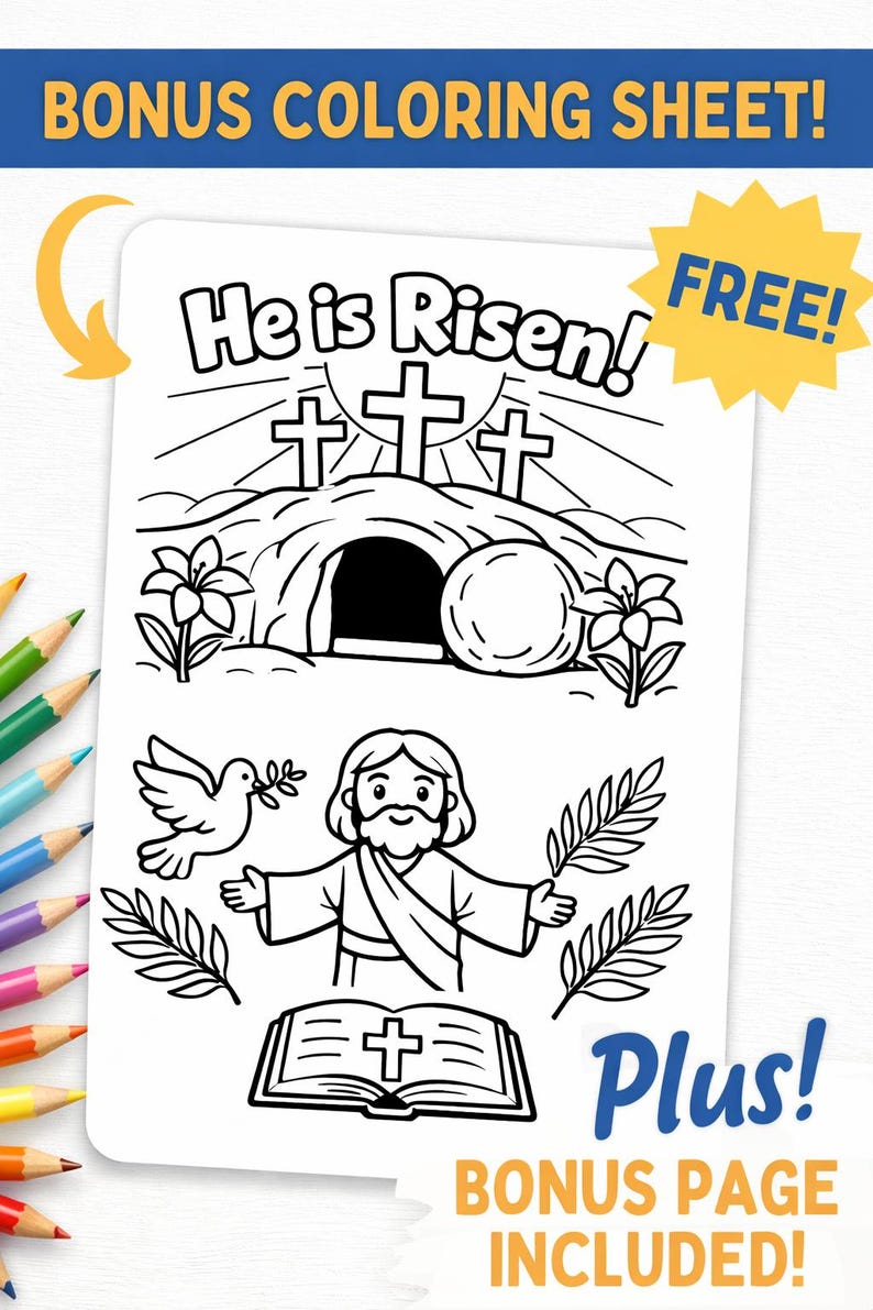 Holy Week Easter Coloring Page Printable Set, Kids Bible Story, Sunday ...