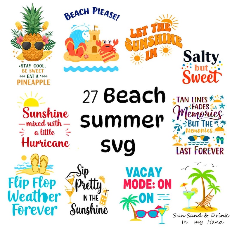 Summer Beach Animal Clipart SVG Bundle: Tropical PNG Graphics (digital ...