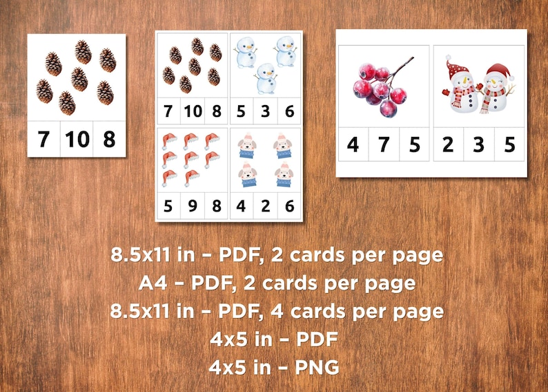 Winter Count and Clip Cards | Montessori Printable Math Activity for ...