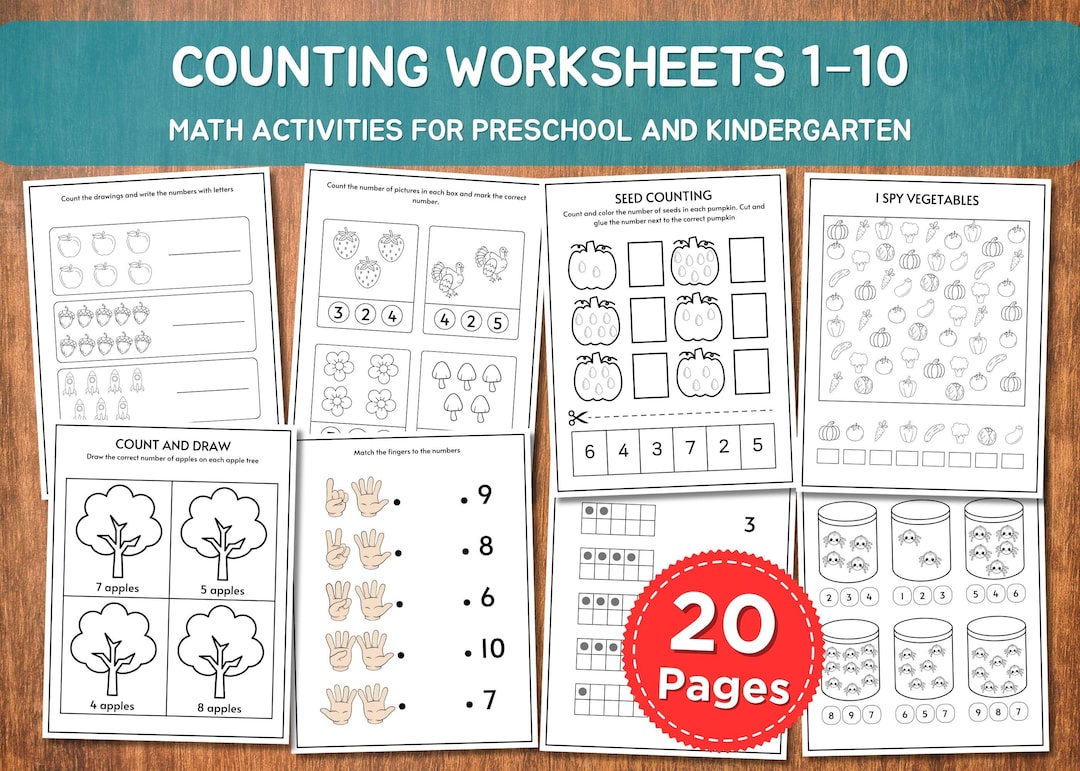 Counting Worksheets 1–10 | 20 Printable Math Activities for Preschool ...