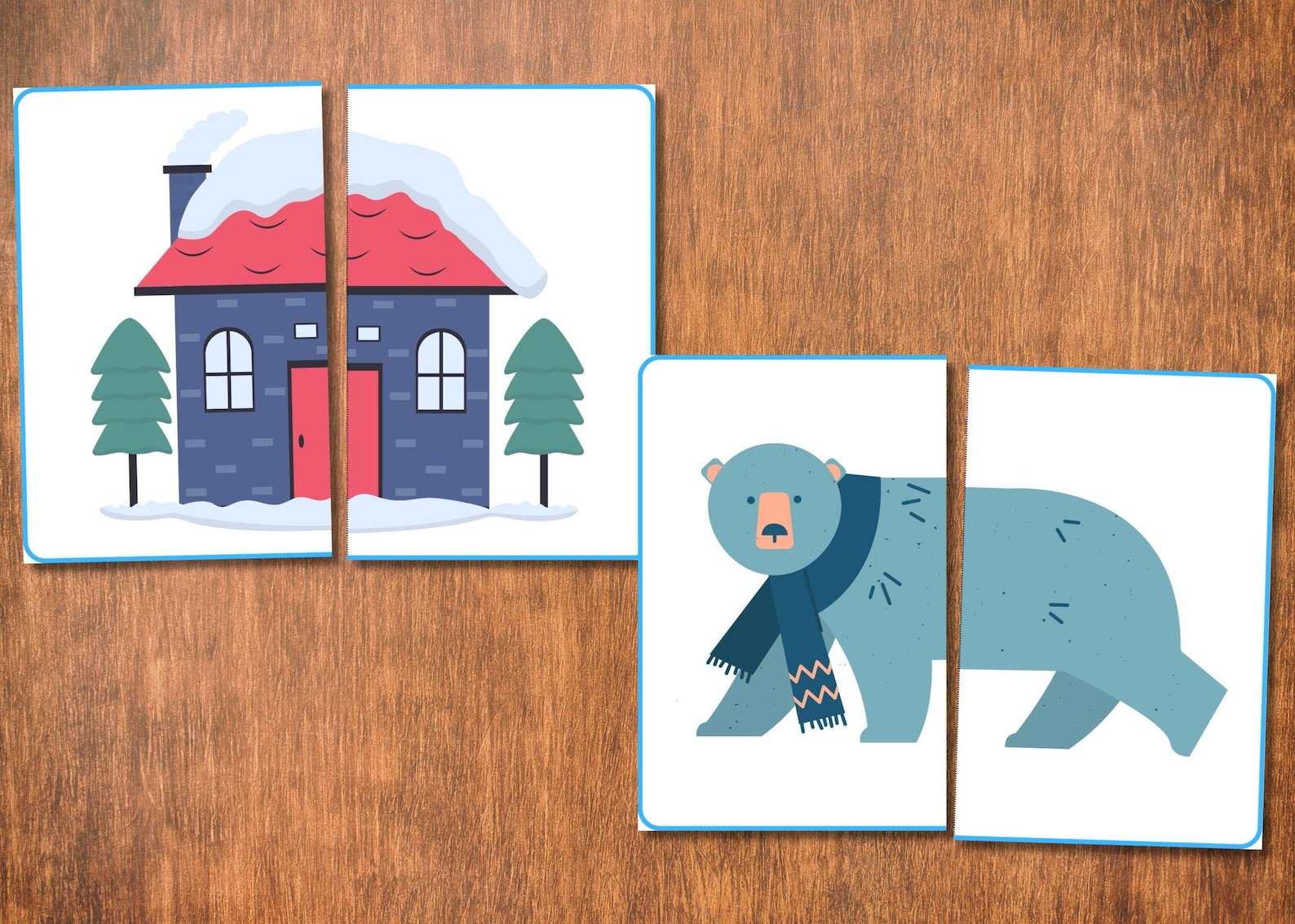 Winter Matching Cards | 22 Printable Match Cards | Cut and Match ...