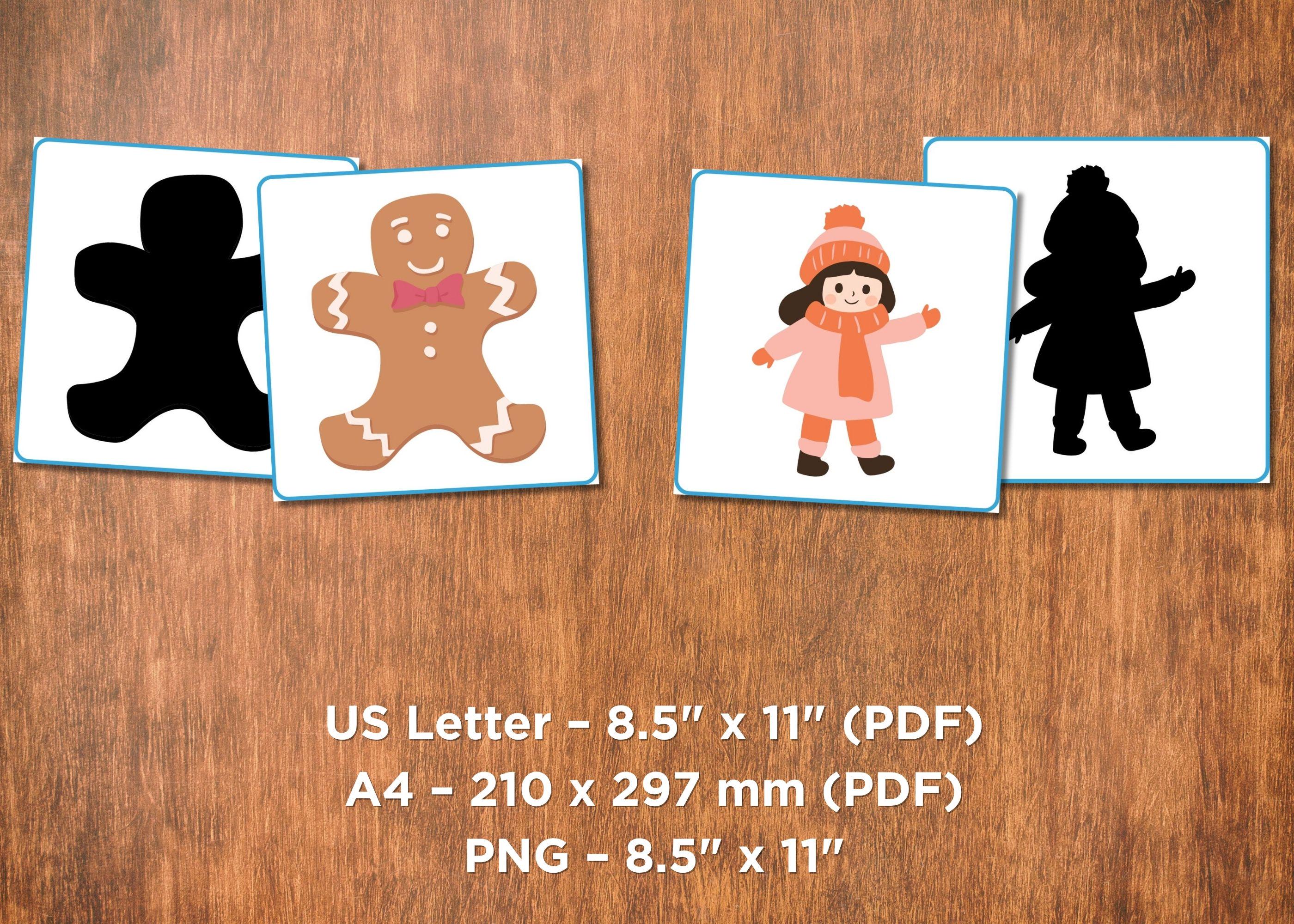 Winter Shadow Matching Cards | 42 Printable Match-the-shadow Game ...