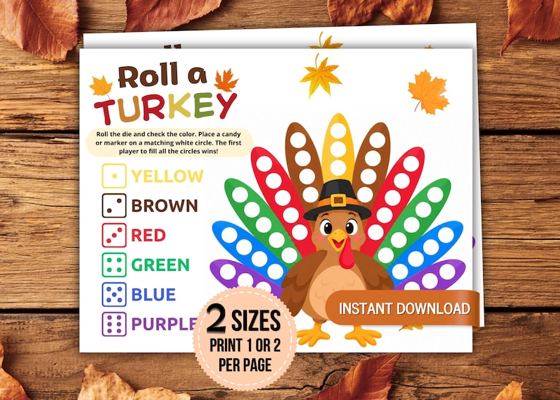 Roll a Turkey Dice Game, Printable Thanksgiving Activity, Thanksgiving ...