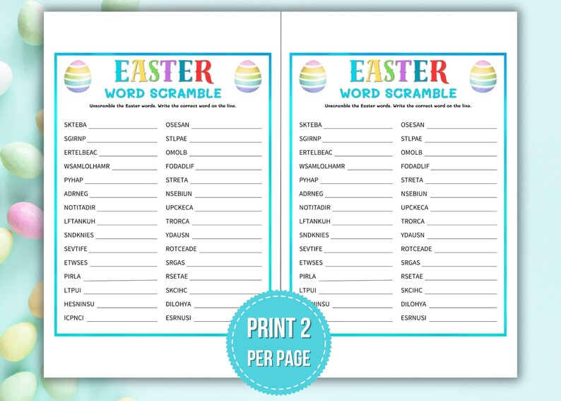 Easter Word Scramble Printable, Easter Game for Kids & Adults, Fun ...