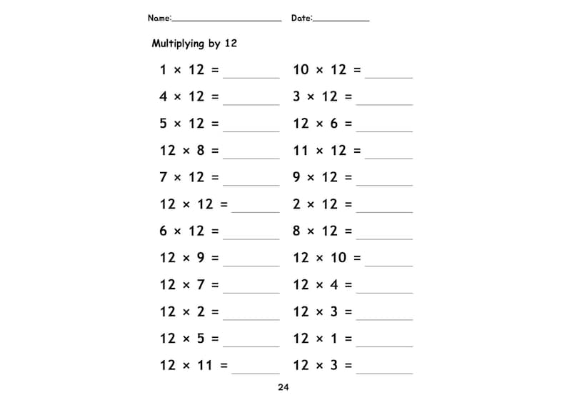 24 Multiplication Worksheets With Answers | Times Tables 1–12 ...