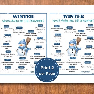 Who’s Most Like the Snowman? Winter Party Game Printable | Fun ...