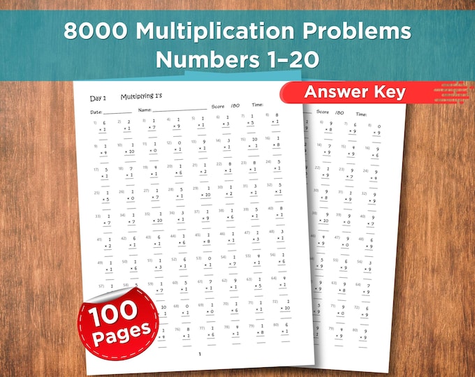 10 Multiplication Worksheets With Answer Key Included | Multiplication ...