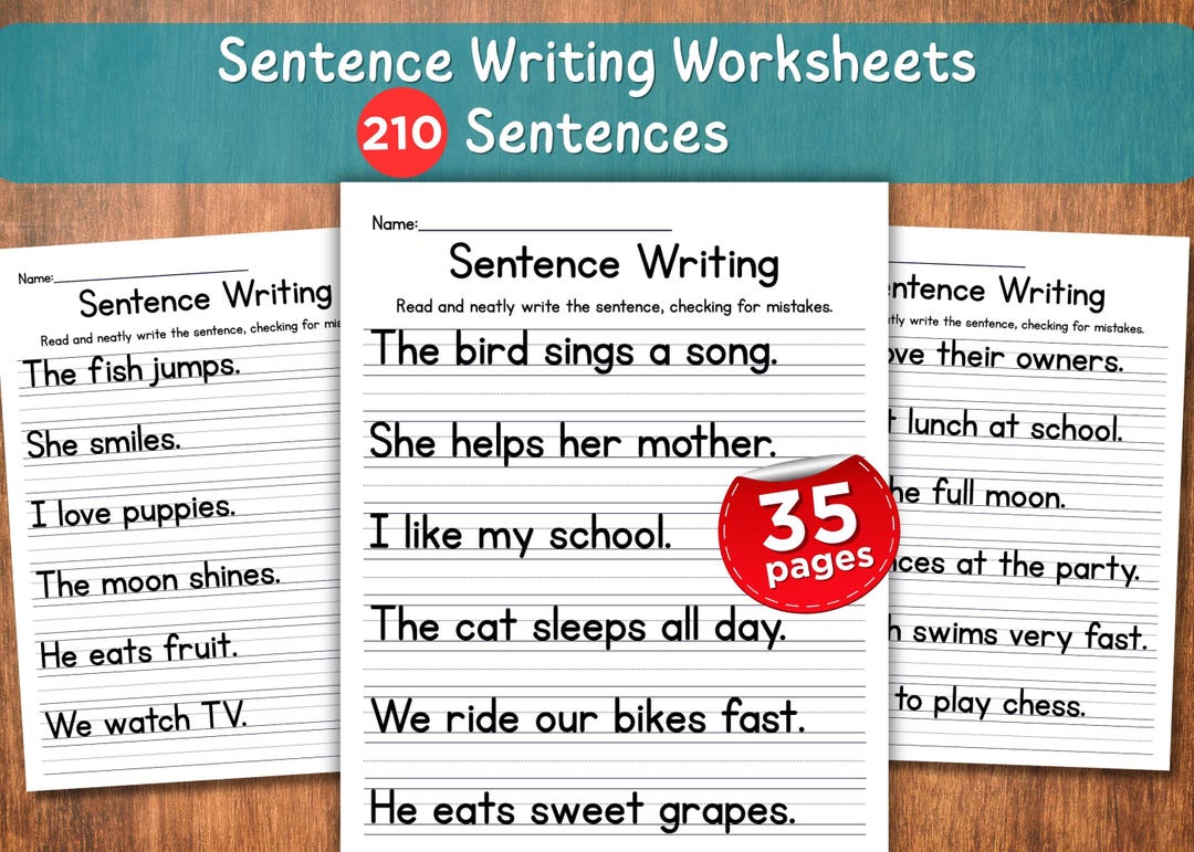 Sentence Writing Practice Worksheets: 1st-3rd Grade ELA (PDF Download ...