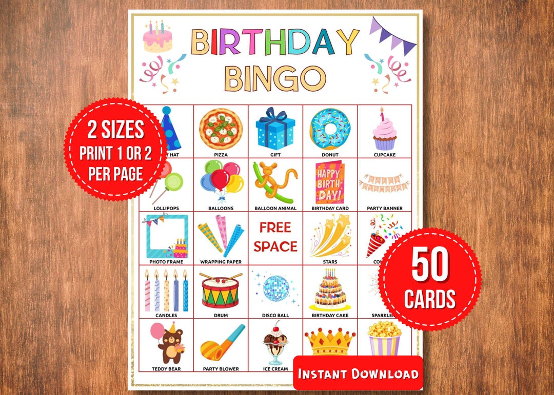 Birthday Bingo Game | Printable Birthday Party Bingo for Kids & Family ...
