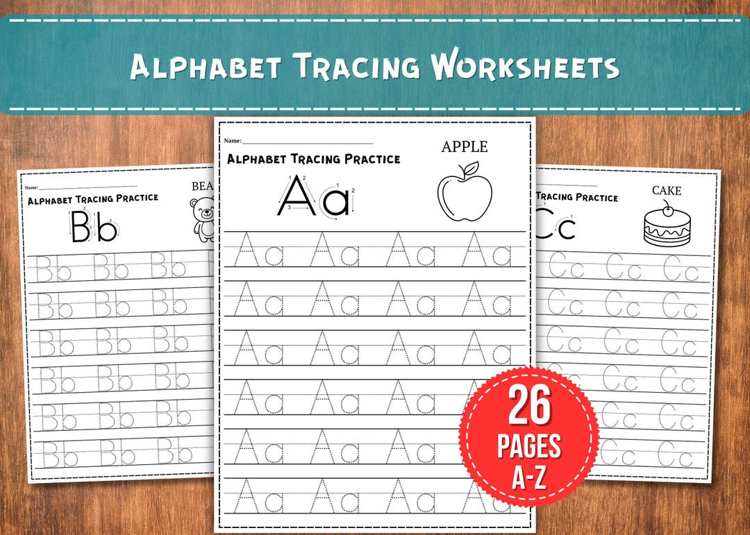 Alphabet Tracing Worksheets A–Z | Letter Tracing Practice Printable for ...