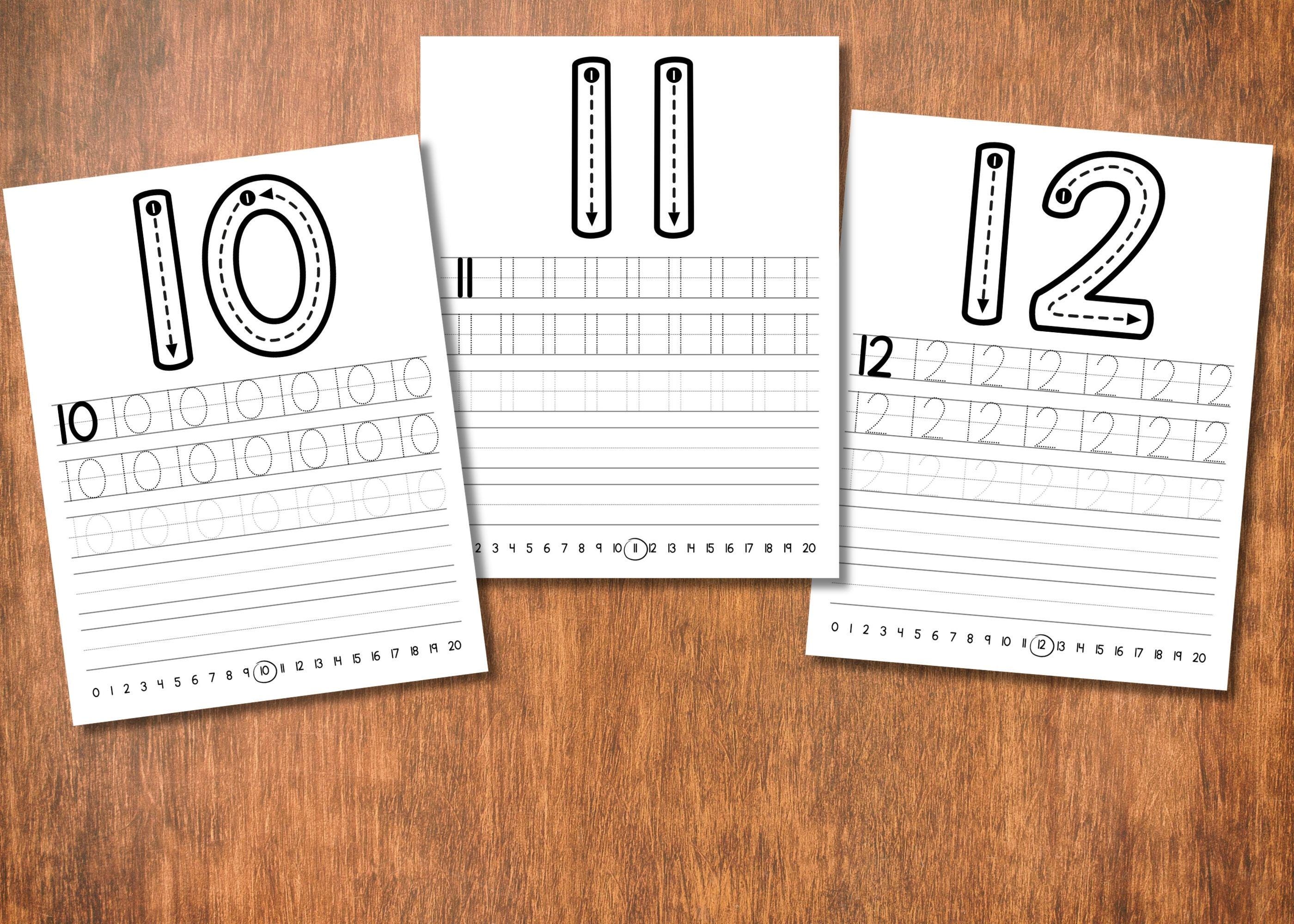 Number Tracing Worksheets 0-20: Preschool, Kindergarten, 1st Grade (PDF ...