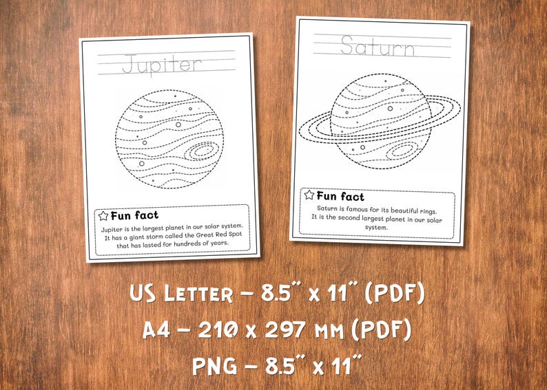Solar System Tracing Worksheets for Kids | Planet Tracing & Coloring ...