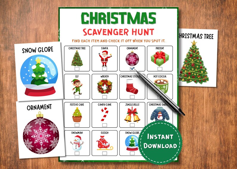 Christmas Scavenger Hunt Game | Kids Holiday Activity | Printable ...