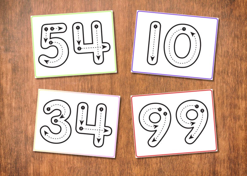 Number Tracing Flashcards 1-100: Preschool Handwriting Practice ...