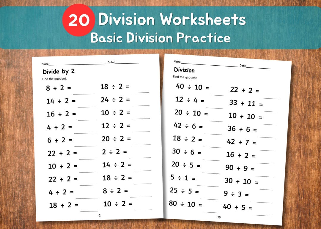 20 Division Worksheets | Basic Division Practice | Printable Math ...