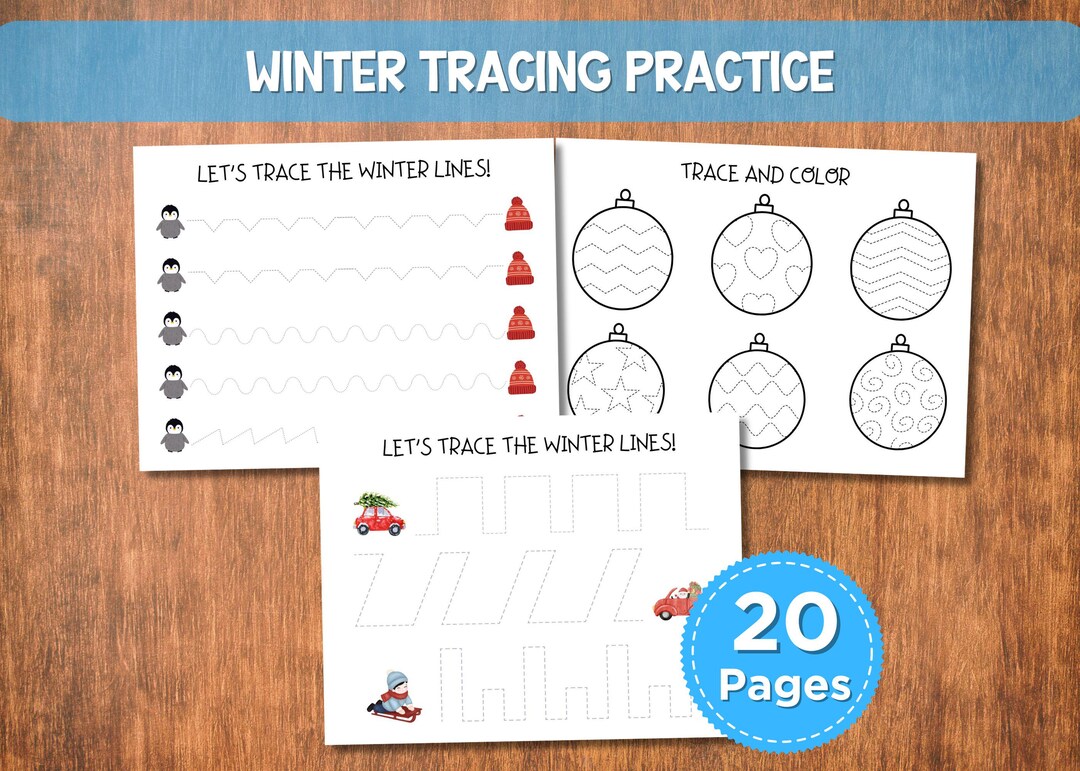 Winter Line Tracing Worksheets | 20 Pre-writing Fine Motor Printables ...