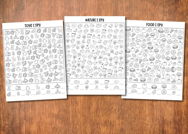 I Spy Printable Bundle, Look and Find Coloring Worksheets, Seek and ...