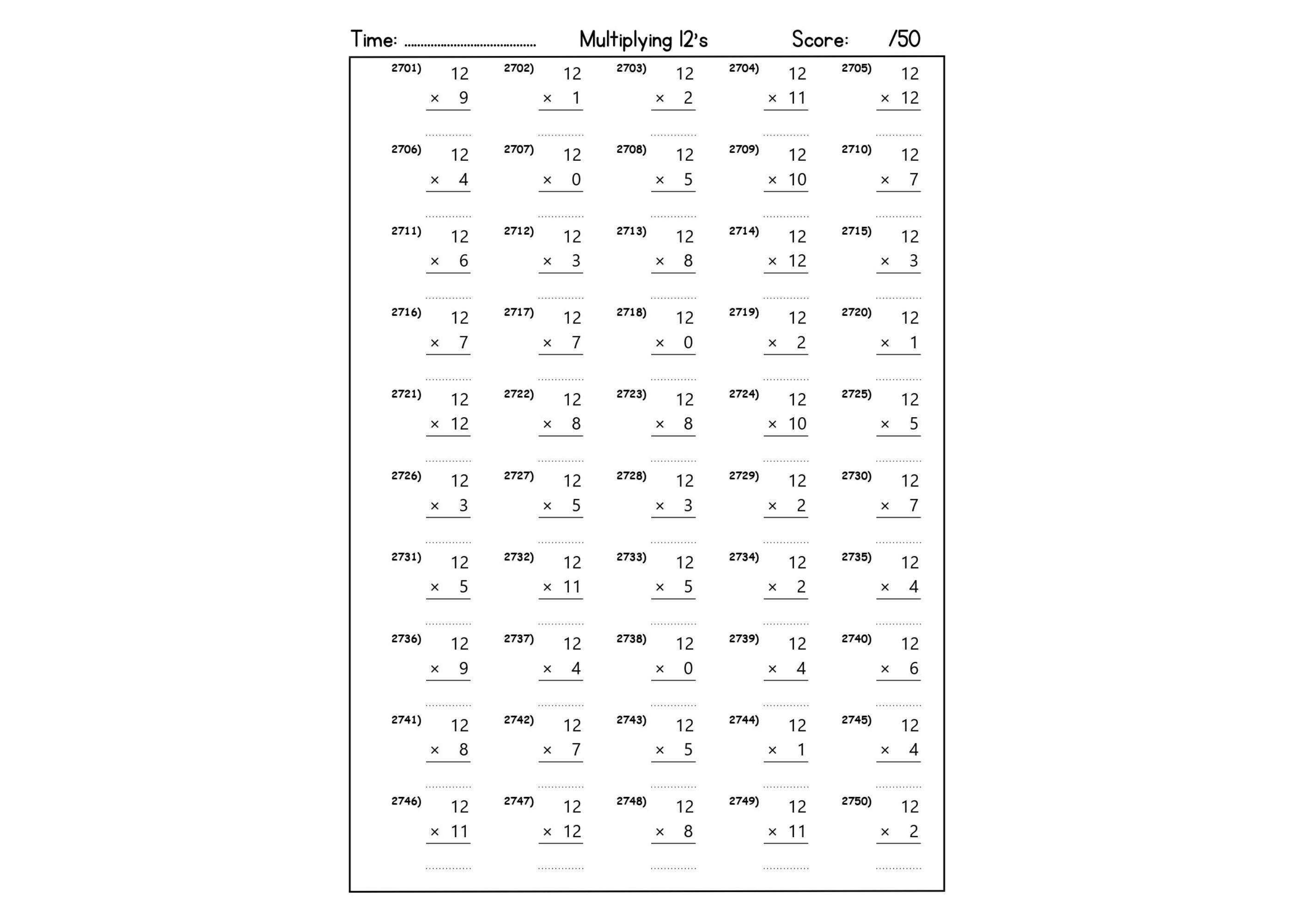 60 Multiplication Worksheets | Times Tables 0-12 | 2nd & 3rd Grade Math ...