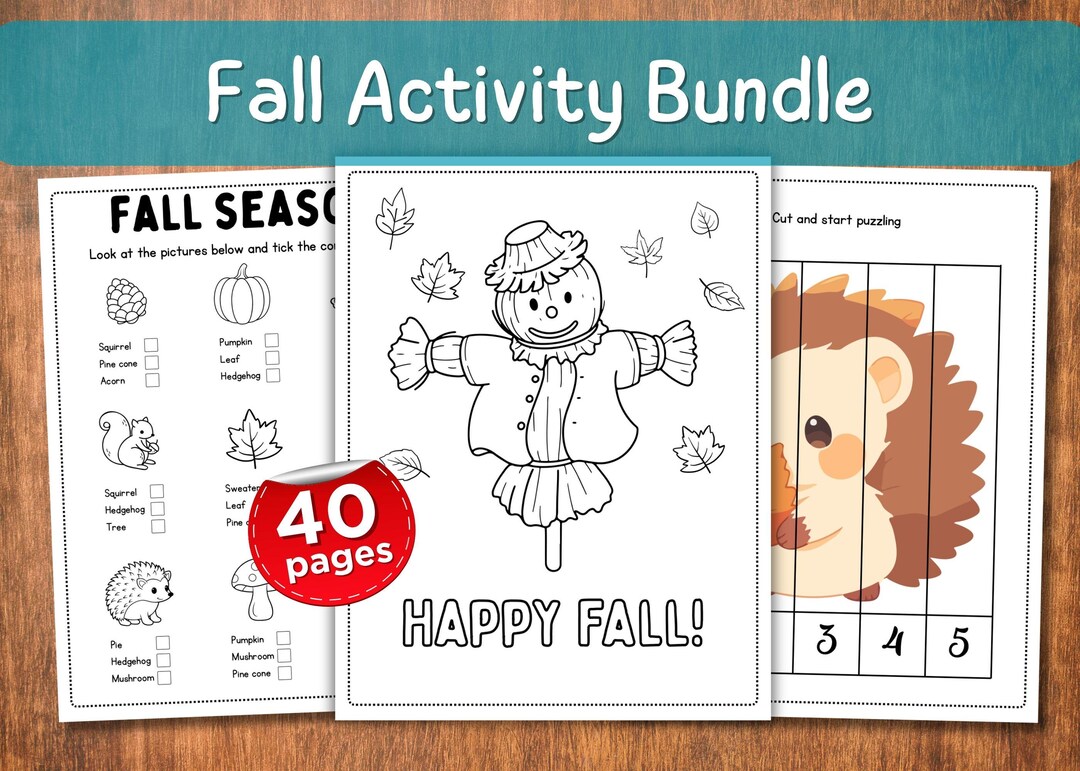 Fall Activity Bundle: Kids Games, Mazes, Coloring Pages (digital ...