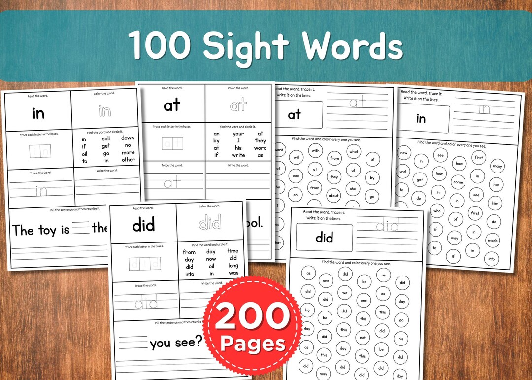 100 Sight Words Worksheets | Kindergarten Sight Word Practice | Read ...