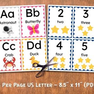Alphabet & Numbers Flashcards Printable | ABC Letters A–Z and Numbers 0 ...