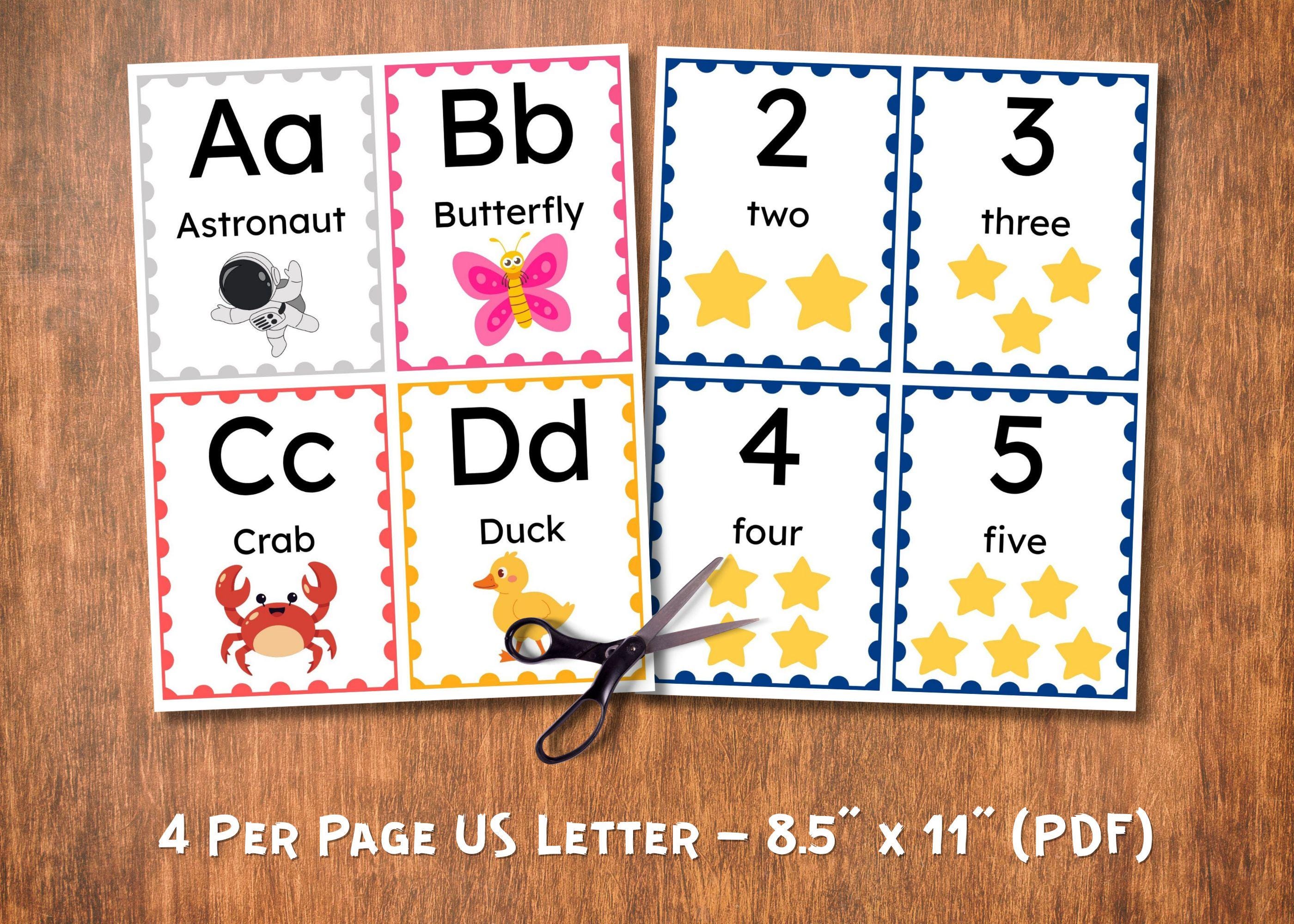 Alphabet & Numbers Flashcards Printable | ABC Letters A–Z and Numbers 0 ...