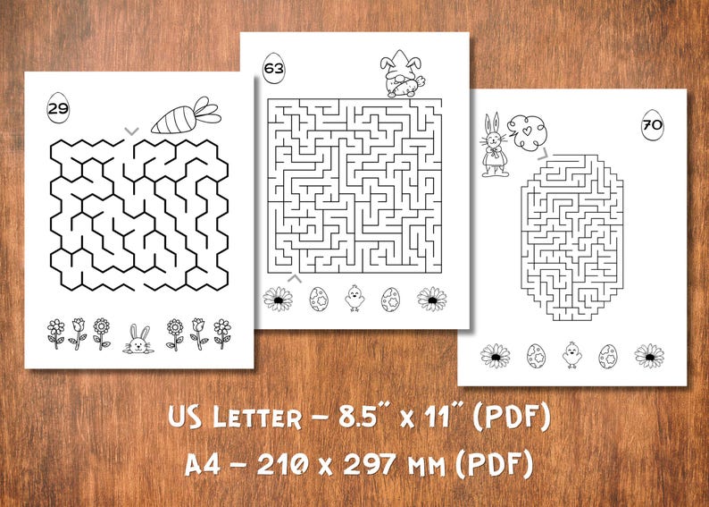 100 Easter Mazes Printable, Easter Maze Worksheets for Kids, Easy ...