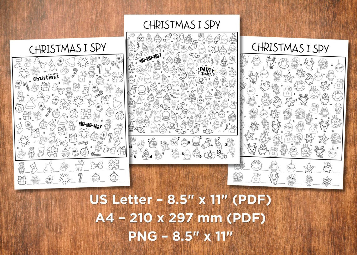 Christmas I Spy Coloring Worksheets | 3 Printable Seek-and-find Pages ...