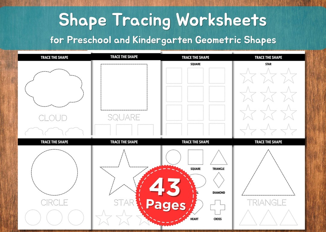 Shape Tracing Worksheets | 43 Printable 2D Shape Pages | Trace, Outline ...