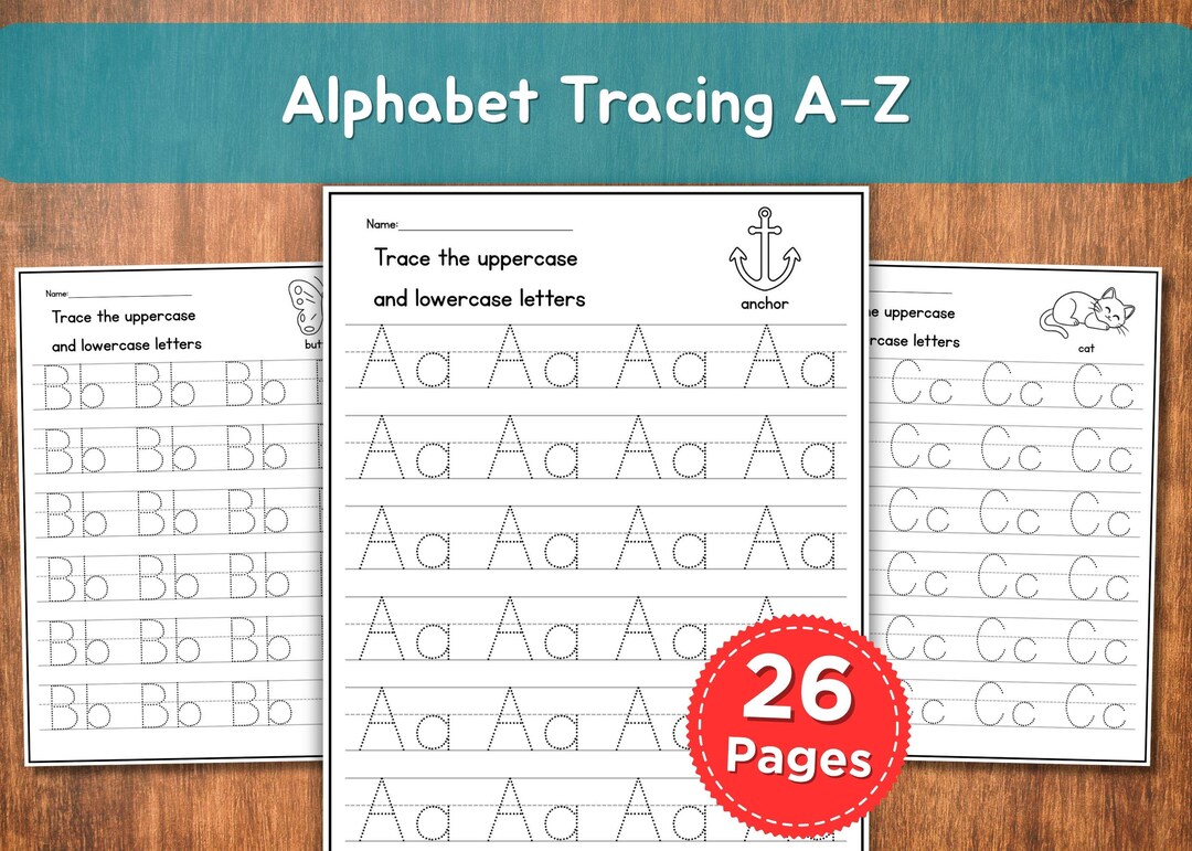 26 Printable Alphabet Tracing Worksheets A–Z | Letter Tracing Pages ...