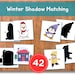 Winter Shadow Matching Cards | 42 Printable Match-the-shadow Game ...