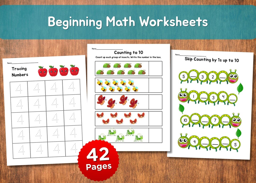 Beginning Math Worksheets | 42 Printable Pages | Counting, Addition ...