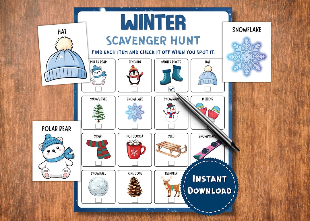 Winter Scavenger Hunt Game | Printable Winter Activity for Kids | I Spy ...