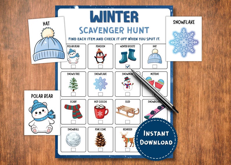 Winter Scavenger Hunt Game | Printable Winter Activity for Kids | I Spy ...
