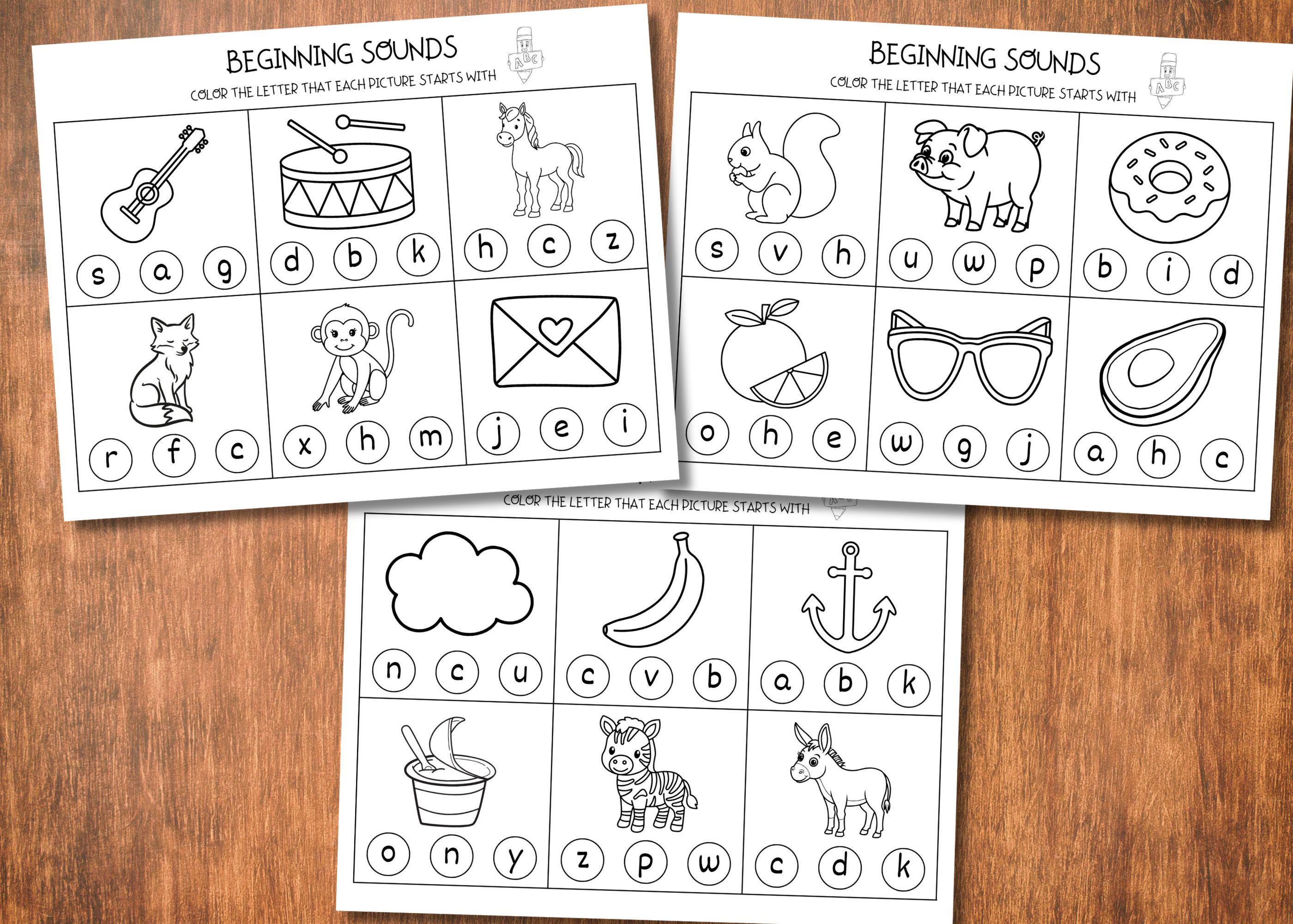 Beginning Sounds Printable Worksheets | 15 Phonics Coloring Pages ...