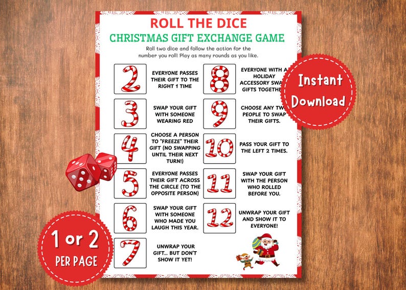 Roll the Dice Christmas Gift Exchange Game | Holiday Party Activity ...