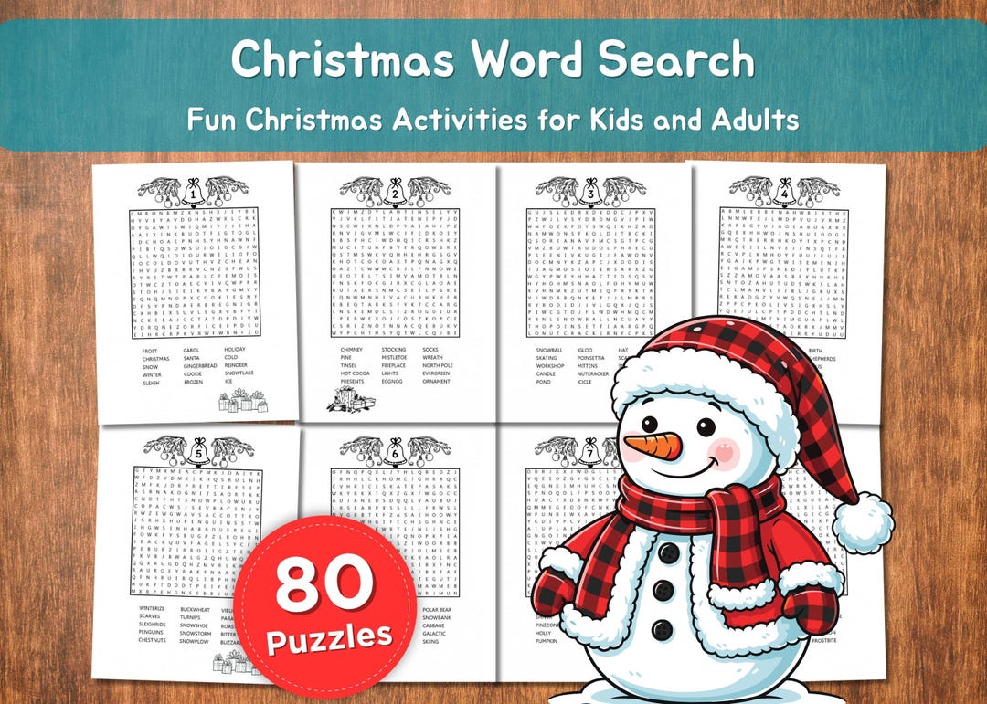 Christmas Word Search Bundle | 80 Printable Holiday Puzzle Worksheets ...