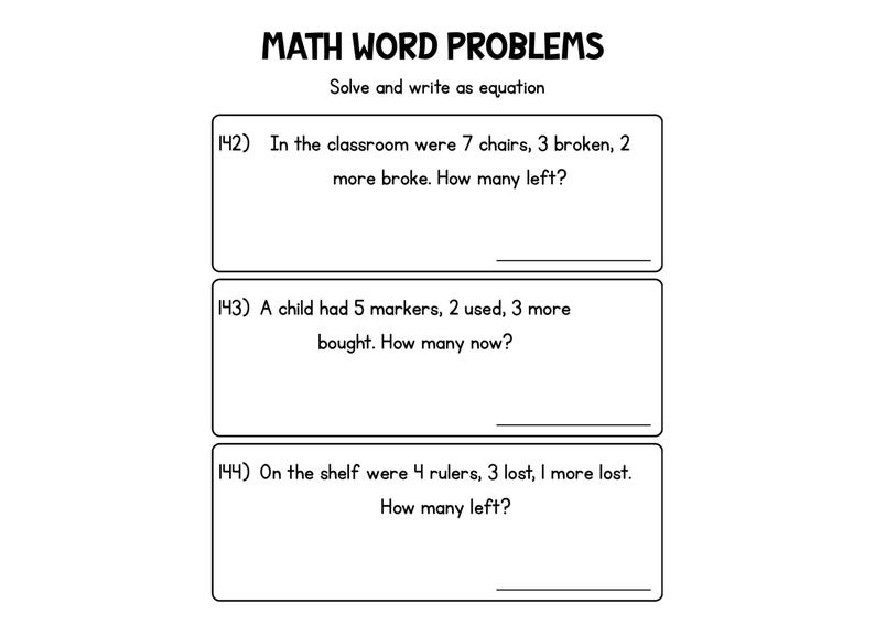 1st Grade Math Word Problems, Addition & Subtraction, Homeschool ...
