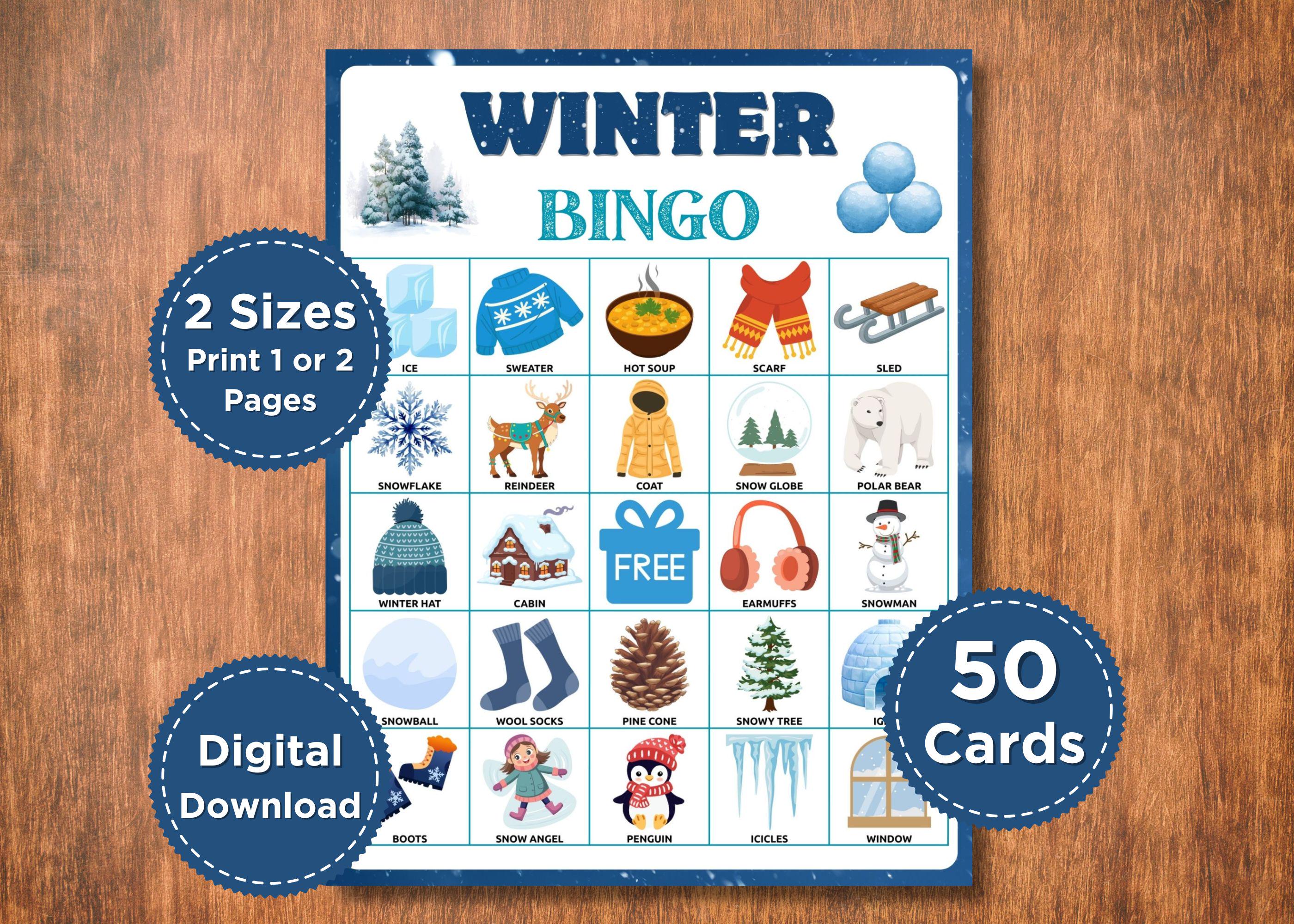 Winter Bingo Game Printable | Kids Holiday Activity | Classroom Party ...