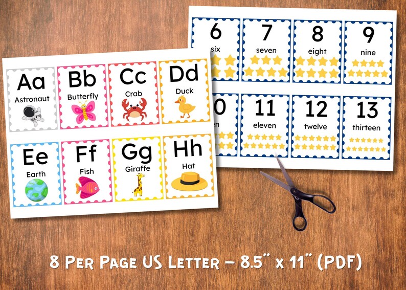 Alphabet & Numbers Flashcards Printable | ABC Letters A–Z and Numbers 0 ...
