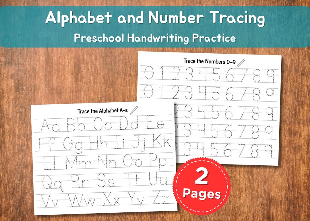 Alphabet and Number Tracing Worksheets | 2 Printable Pages | Trace the ...