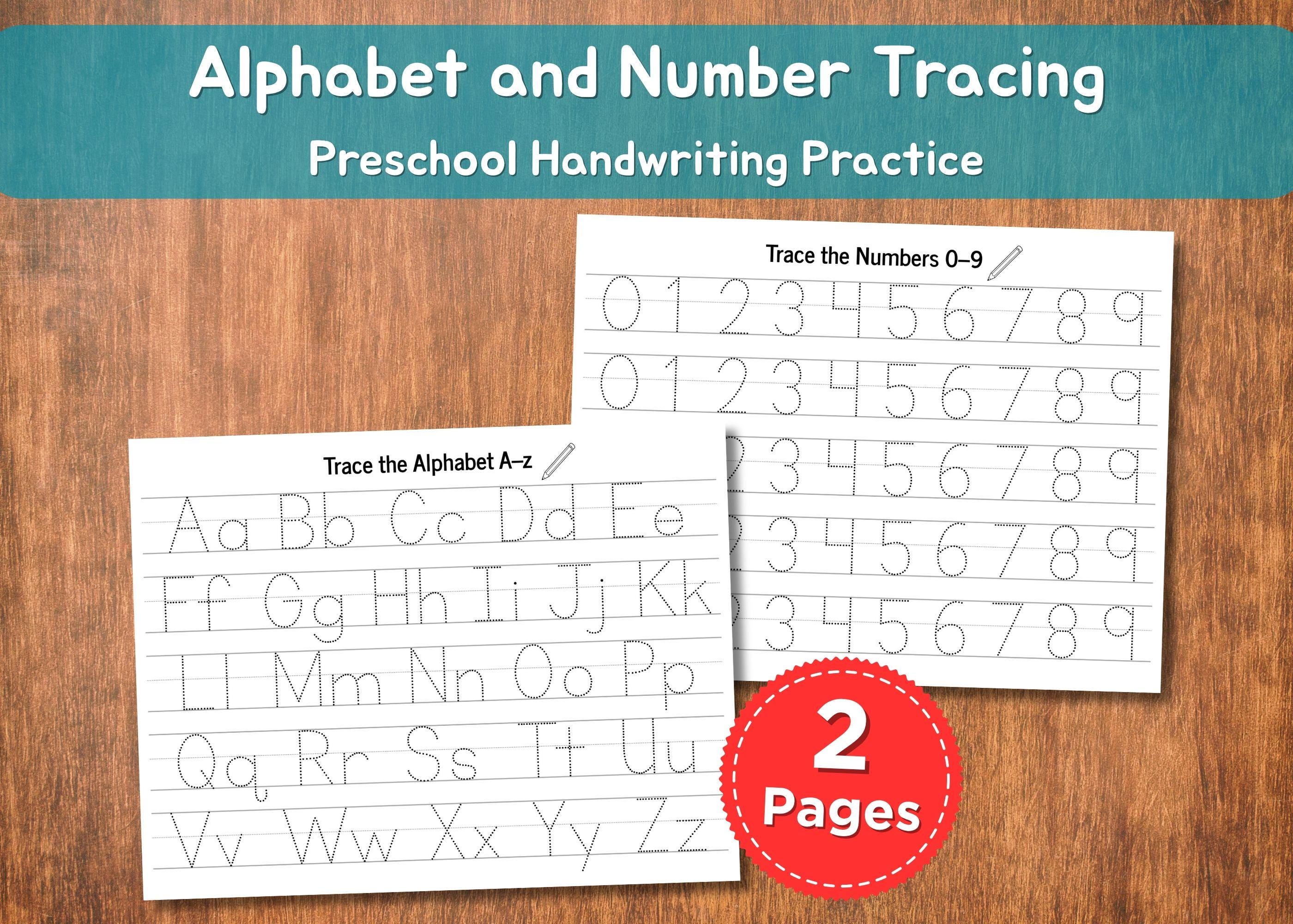 Alphabet and Number Tracing Worksheets | 2 Printable Pages | Trace the ...